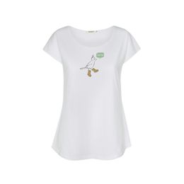 Greenbomb T-Shirt 'Animal Bird Fine' Damen Gr&ouml;&szlig;e XL zitrone / mint / wei&szlig;