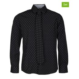 New G.O.L 2tlg. Set: Hemd - Slim fit - und Krawatte in Schwarz - 59% | Gr&ouml;&szlig;e 176 | Kinder-blusen-hemden