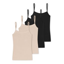 Schiesser Unterhemd 'Essentials' Damen Gr&ouml;&szlig;e L beige / schwarz