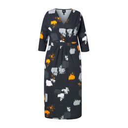 Ulla Popken Kleid Damen Gr&ouml;&szlig;e 50/52 graphit / orange / schwarzmeliert / wei&szlig; Winterkleid