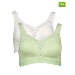 Petit Fleur 2er-Set: B&uuml;gellose BHs in Wei&szlig;/ Gr&uuml;n - 70% | Gr&ouml;&szlig;e 80B | Damen-bhs
