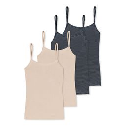Schiesser Unterhemd 'Essentials' Damen Gr&ouml;&szlig;e XXXL beige / schwarz / wei&szlig;