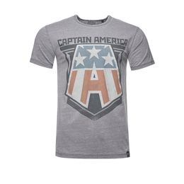 Recovered T-Shirt 'Marvel Captain America Badge' Herren Gr&ouml;&szlig;e S grau