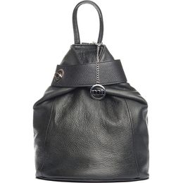 Mia Tomazzi Leder-Rucksack "Sirietto" in Schwarz - (B)28 x (H)35 x (T)13 cm - 78% | Damen-taschen