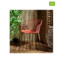 Garden Spirit 4er-Set: Gartenst&uuml;hle "Malaga" in Rot - (B)62 x (H)80 x (T)54 cm - 69% | Garten-moebel