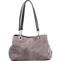 Lia Biassoni Leder-Schultertasche "Alvo" in Grau - (B)32 x (H)20 x (T)14 cm - 74% | Damen-taschen