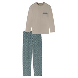 Schiesser Pyjama lang 'Comfort Nightwear' Herren Gr&ouml;&szlig;e XXL hellbraun / petrol