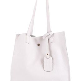 Lia Biassoni Leder-Schultertasche "Busento" in Wei&szlig; - (B)34 x (H)28 x (T)12 cm - 77% | Damen-taschen