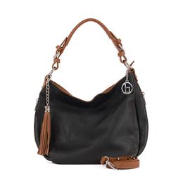 Lia Biassoni Leder-Schultertasche "Garga" in Schwarz - (B)36 x (H)26 x (T)10 cm - 75% | Damen-taschen