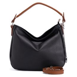 Mia Tomazzi Leder-Schultertasche "Molise" in Schwarz - (B)30 x (H)20 x (T)8 cm - 76% | Damen-taschen
