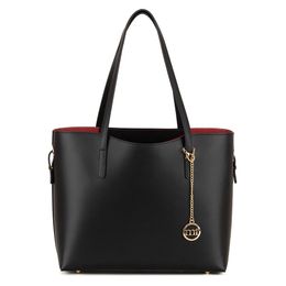 Mia Tomazzi Leder-Schultertasche "Gracchi" in Schwarz - (B)35 x (H)30 x (T)15 cm - 74% | Damen-taschen