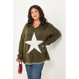 Curvy Lady Pullover in Khaki - 74% | Gr&ouml;&szlig;e 40/42 | Damen-pullover-cardigans