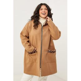 Curvy Lady &Uuml;bergangsmantel in Hellbraun - 74% | Gr&ouml;&szlig;e 40/42 | Damenjacken