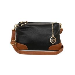 Mia Tomazzi Leder-Umh&auml;ngetasche in Schwarz/ Braun - (B)25 x (H)15 x (T)10 cm - 73% | Damen-taschen