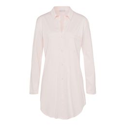 Hanro Langarm Nachthemd ' Cotton Deluxe 90cm ' Damen Gr&ouml;&szlig;e L rosa / naturwei&szlig;