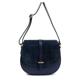 Lia Biassoni Leder-Umh&auml;ngetasche in Dunkelblau - (B)23 x (H)20 x (T)6 cm - 77% | Damen-taschen