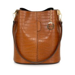 Mia Tomazzi Leder-Schultertasche in Hellbraun - (B)28 x (H)26 x (T)10 cm - 75% | Damen-taschen