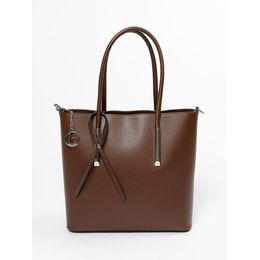 Lia Biassoni Leder-Schultertasche "Mallero" in Dunkelbraun - (B)32 x (H)30 x (T)12 cm - 77% | Damen-taschen