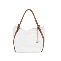 Lia Biassoni Leder-Schultertasche "Merula" in Wei&szlig; - (B)32 x (H)28 x (T)14 cm - 78% | Damen-taschen