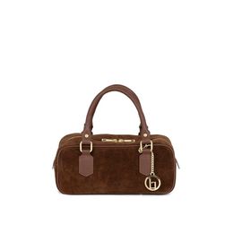 Lia Biassoni Leder-Henkeltasche "Suede" in Braun - (B)27 x (H)14 x (T)12 cm - 77% | Damen-taschen