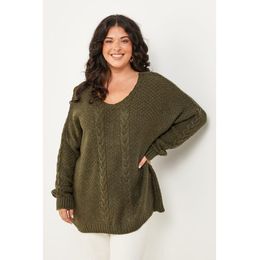 Curvy Lady Pullover in Khaki - 74% | Gr&ouml;&szlig;e 48/50 | Damen-pullover-cardigans