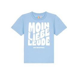 Watabout.kids T-Shirt 'Moin liebe Leude' Jungen Gr&ouml;&szlig;e 134/146 hellblau / wei&szlig;