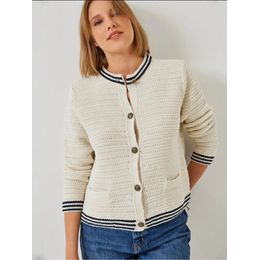 Bianco Lucci Strickjacke Damen Gr&ouml;&szlig;e S/L creme / dunkelblau