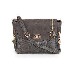 Mia Tomazzi Leder-Umh&auml;ngetasche "Dergano" in Dunkelgrau - (B)26 x (H)21 x (T)10 cm - 76% | Damen-taschen