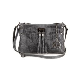 Mia Tomazzi Leder-Umh&auml;ngetasche in Anthrazit - (B)23 x (H)16 x (T)2 cm - 78% | Damen-taschen