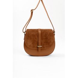 Lia Biassoni Leder-Umh&auml;ngetasche in Hellbraun - (B)23 x (H)20 x (T)6 cm - 76% | Damen-taschen