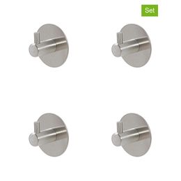 Tiger 4er-Set: Handtuchhaken "Rhino" in Silber - &Oslash; 4 cm - 34% | Badezimmer-accessoires
