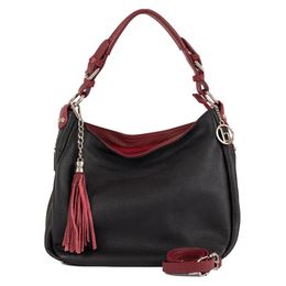 Lia Biassoni Leder-Schultertasche "Garga" in Schwarz - (B)36 x (H)26 x (T)10 cm - 76% | Damen-taschen