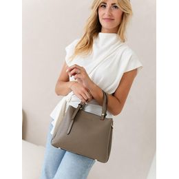 Lia Biassoni Leder-Henkeltasche "Bardine" in Beige - (B)28 x (H)21 x (T)15 cm - 77% | Damen-taschen