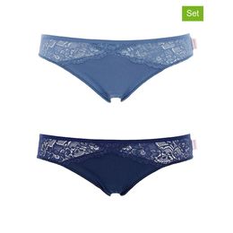 COTONELLA 2er-Set: Slips in Blau - 46% | Gr&ouml;&szlig;e L | Damen-unterteile