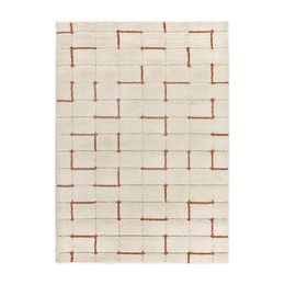 Atticgo Hochflor-Teppich "Brenda" in Creme/ Rot - 61% | Gr&ouml;&szlig;e 60x120 cm |
