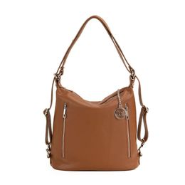 Mia Tomazzi Leder-Rucksack "Giulianova" in Hellbraun - (B)28 x (H)29 x (T)12 cm - 74% | Damen-taschen