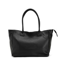 Mia Tomazzi Leder-Schultertasche "Zuara" in Schwarz - (B)35 x (H)27 x (T)16 cm - 75% | Damen-taschen
