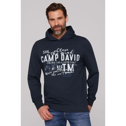 CAMP DAVID Leichter Hoodie mit Label Print Herren Gr&ouml;&szlig;e S blau