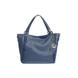 Lia Biassoni Leder-Schultertasche "Alserio" in Blau - (B)42 x (H)26 x (T)14 cm - 75% | Damen-taschen