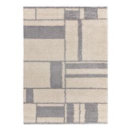 Atticgo Kurzflor-Teppich "Helia" in Creme/ Blau - 58% | Gr&ouml;&szlig;e 80x150 cm |