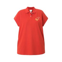 Ulla Popken Poloshirt Damen Gr&ouml;&szlig;e 7XL/8XL orange / rostrot / wei&szlig;