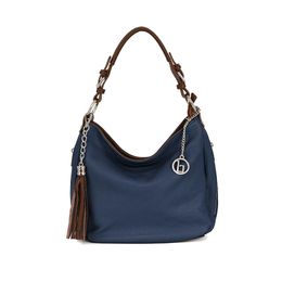 Lia Biassoni Leder-Schultertasche "Garga" in Blau - (B)36 x (H)26 x (T)10 cm - 74% | Damen-taschen