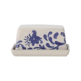 Bloomingville Butterdose "Petunia" in Blau/ Wei&szlig; - (B)17 x (H)7 x (T)12 cm - 39% | Aufbewahren-servieren