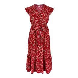 Apricot Floral Frill Wrap Midi Dress ' ' Damen Gr&ouml;&szlig;e 44 rot Winterkleid