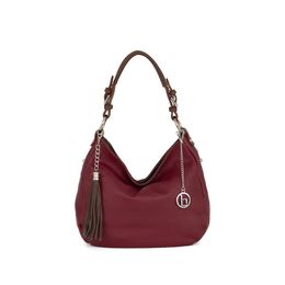 Lia Biassoni Leder-Schultertasche "Garga" in Bordeaux - (B)36 x (H)26 x (T)10 cm - 76% | Damen-taschen