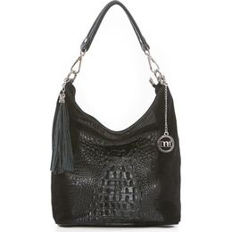 Mia Tomazzi Leder-Schultertasche "Rozzano" in Schwarz - (B)26 x (H)28 x (T)12 cm - 74% | Damen-taschen