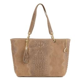 Mia Tomazzi Leder-Shopper "Cilento" in Taupe - (B)58 x (H)42 x (T)14 cm - 73% | Damen-taschen