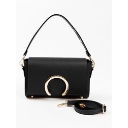 Lia Biassoni Leder-Schultertasche "Solano" in Schwarz - (B)24 x (H)16 x (T)8 cm - 75% | Damen-taschen