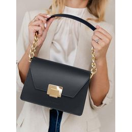 Lia Biassoni Leder-Schultertasche "Roglio" in Schwarz - (B)23 x (H)17 x (T)11 cm - 77% | Damen-taschen