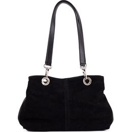 Lia Biassoni Leder-Schultertasche "Alvo" in Schwarz - (B)32 x (H)20 x (T)14 cm - 75% | Damen-taschen